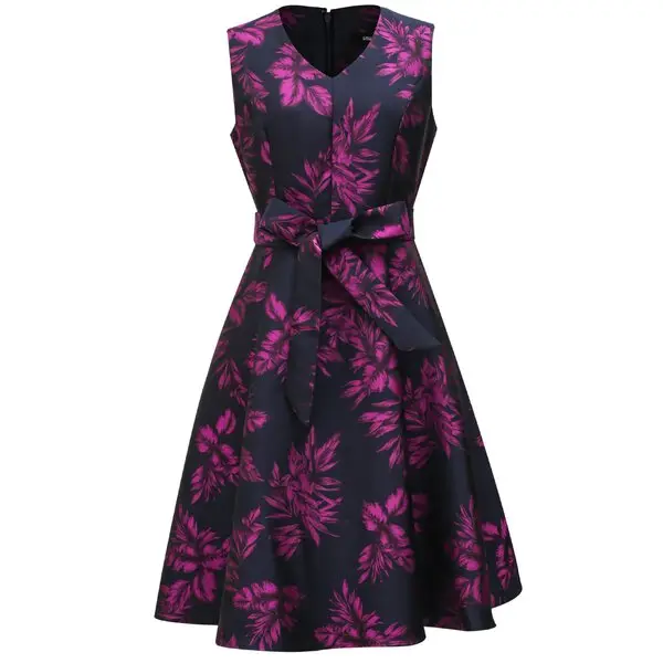 SMART AND JOY Floral Brocade Skater Dress - Purple
