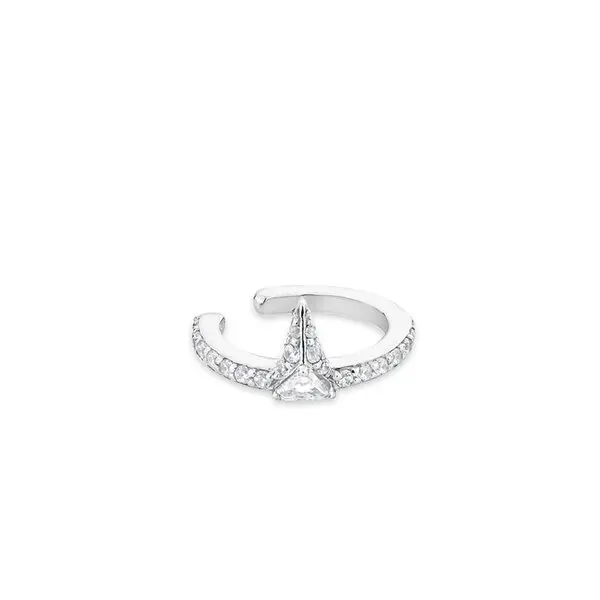 SALLY SKOUFIS Silver / White Urge Ear Cuff With Made Cz Diamond Stimulant In Sterling Silver - Silver/white