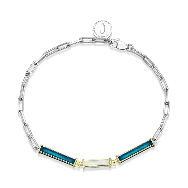 C|ND|N BY CANDAN BALTO Megaron & Green Enamel Bracelet - Silver