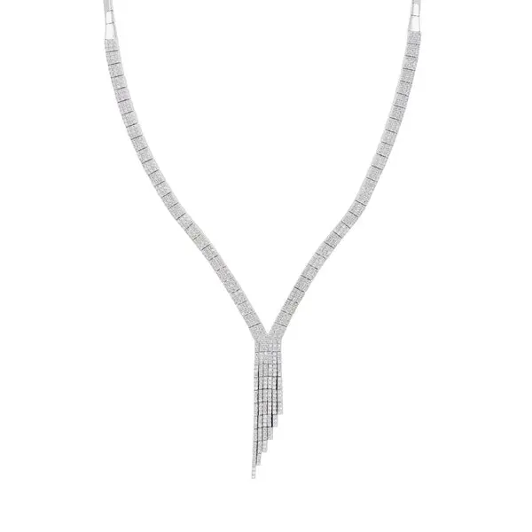 LATELITA White / Silver Charleston Statet Art Deco Tennis Necklace Silver - White/silver