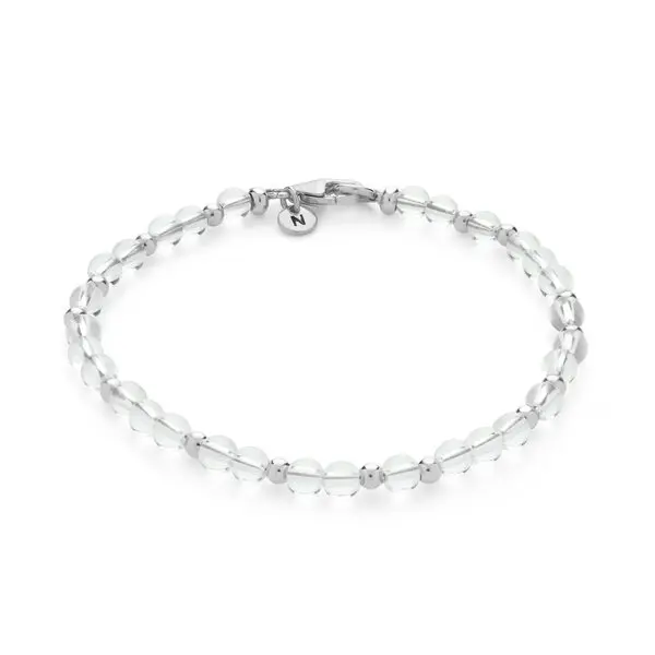NELLOU JEWELLERY Neutrals Jewel Bead April Birthstone Bracelet Sterling Silver Crystal - Gray
