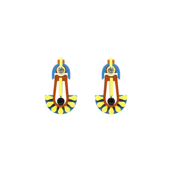 GISSA BICALHO Handmade Acrylic Earring Dandelion Yellow - Orange