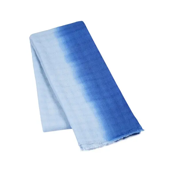 HERITAGEMODA Handwoven Dip-dye Oversized Wool Scarf - Blue