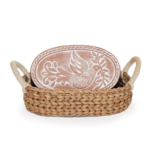 KORISSA Neutrals Bread Warmer & Basket-bird Oval - Orange