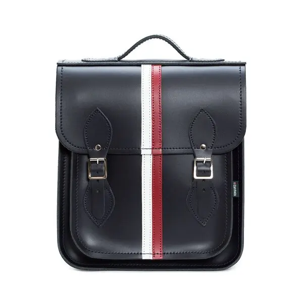 ZATCHELS Blue / White / Red Handmade Leather City Backpack Plus British Edit - Blue/white/red