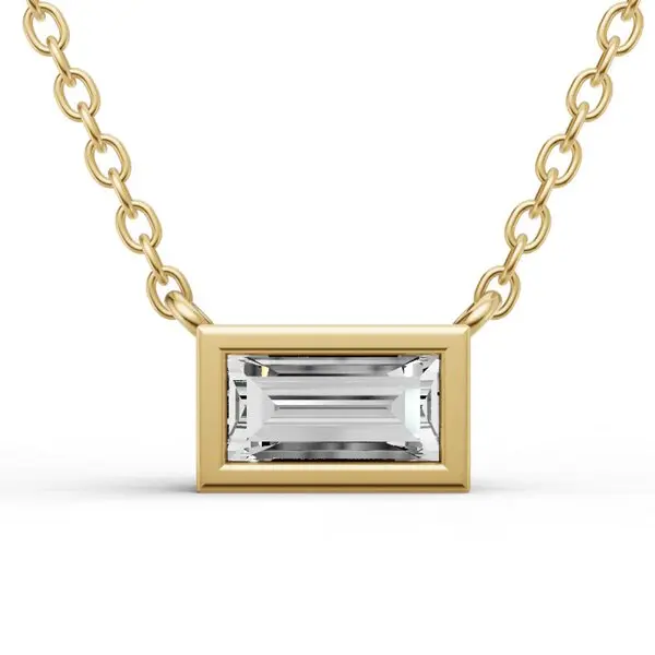 SEREIA OFFICIAL 14k 0.25 Ct Lab Grown Sereia Baguette Shape Diamond Pendant Yellow - Gold