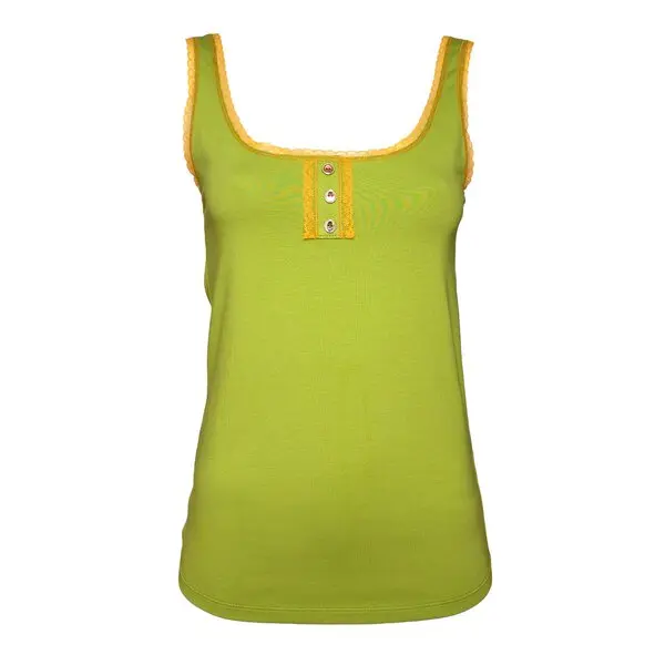 LALIPOP DESIGN Knitted Scoop-neck Tank Top With Lace Detail - Green