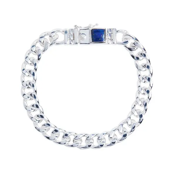 ARMATURE Silver / Blue Lapis Lazuli Bon Bon Curb Chain Bracelet - Silver/blue