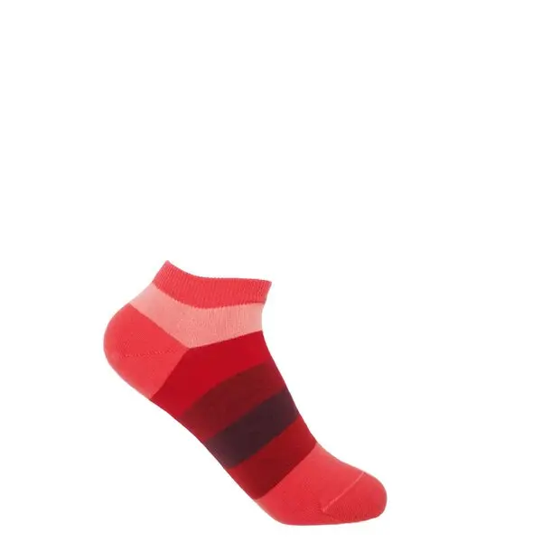 PEPER HAROW - MADE IN ENGLAND Block Stripe Trainer Socks – Fire - Red
