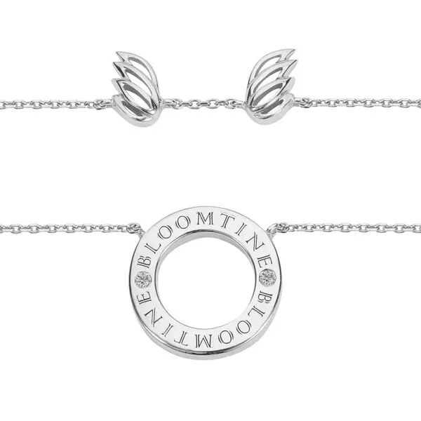 BLOOMTINE | EARTH ANGEL HQ Mini Halo Wings™ Diamond Sterling Angel Necklace - Silver