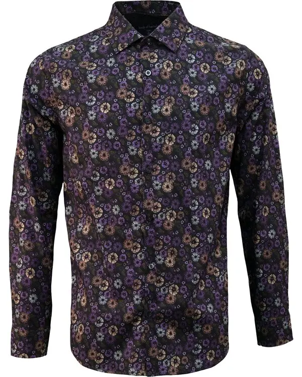 LORDS OF HARLECH Nigel Avallino Floral Shirt - Black