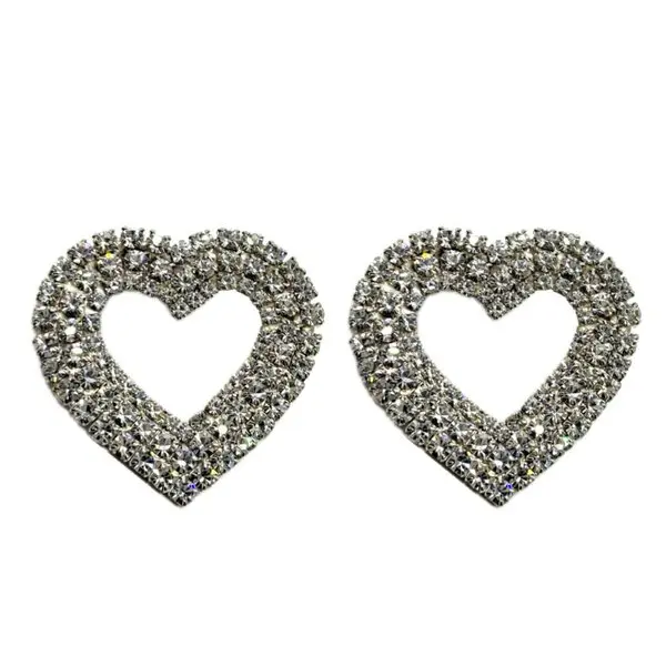 ACHALA HANDCRAFTED Neutrals Crystal Heart Statet Earrings - Silver