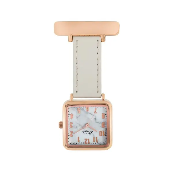 BERMUDA WATCH COMPANY Rose Gold And Marble Leather Nurse Fob Watch - Grey