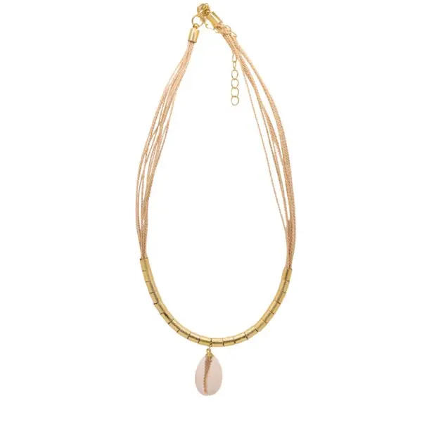 NART NATURE MAKING ART Gold / White The Buzios Buriti Natural Fiber Necklace - Gold/white
