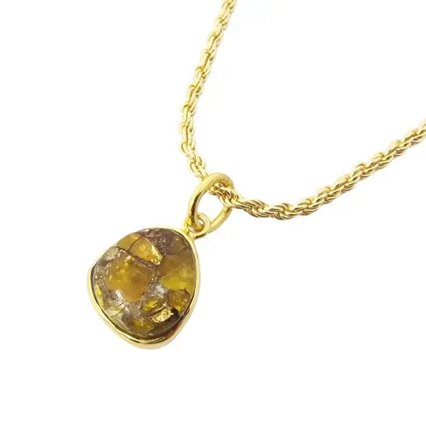 HARFI Gold / Yellow Gold Vermeil Citrine November Birthstone Rope Chain Necklace - Gold/yellow