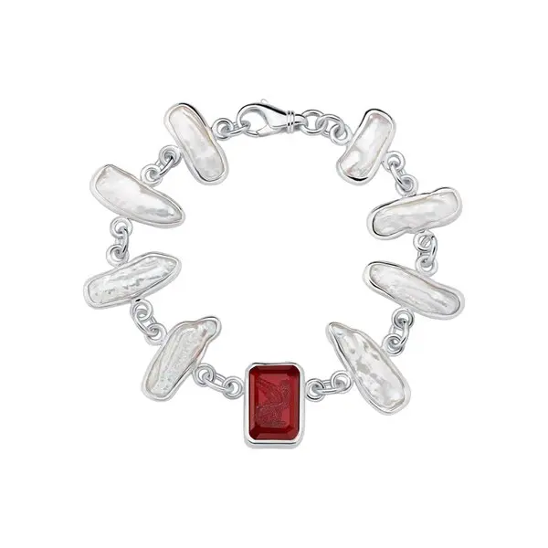 STEFAN TIRON Silver / Red Alessio Red Silva Silver Bracelet - Silver/red