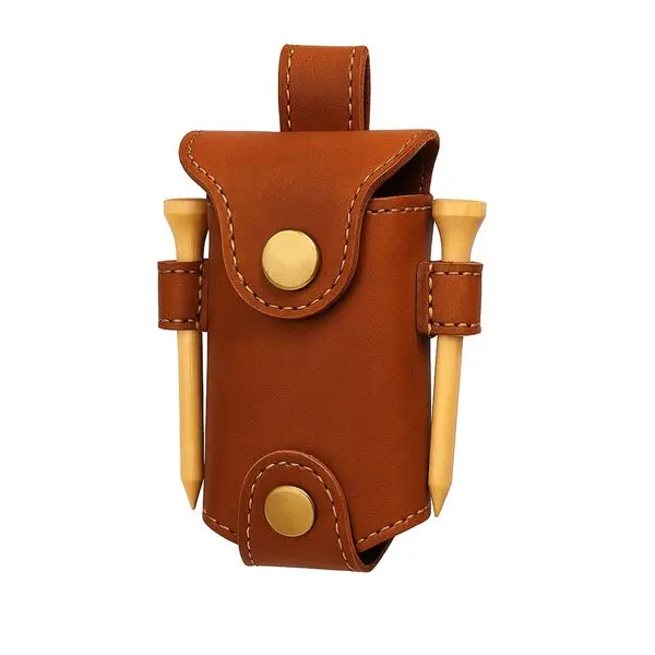 VIDA VIDA Two Golf Ball And Tees Leather Holder Tan - Brown