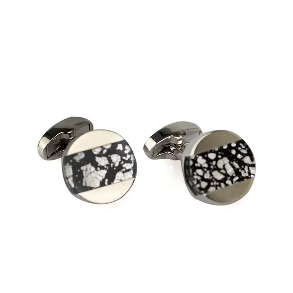 DAVID WEJ Silver / Blue Circle Vintage Cufflink Silver - Silver/blue
