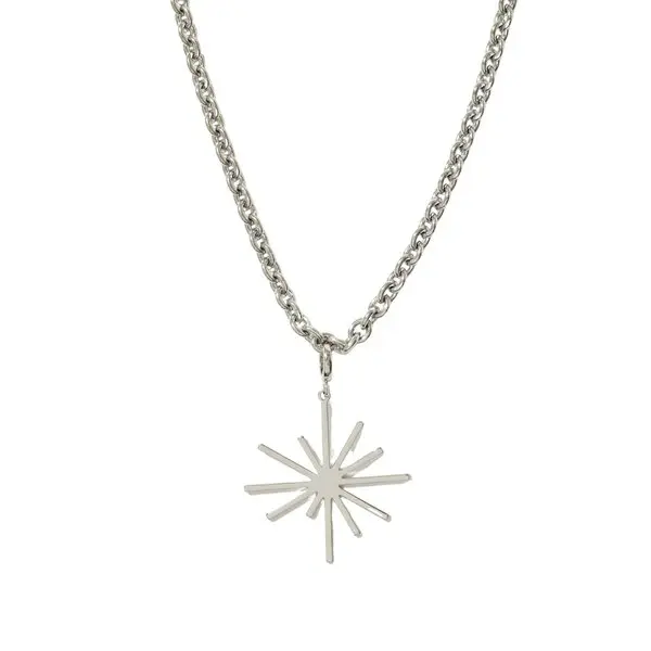 SAHARAS ESSENTIALS White Gold Plated Star Charm Necklace - Silver