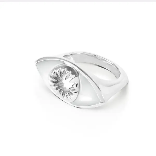 KASUN LONDON I On You' Mother Of Pearl Ring - Silver