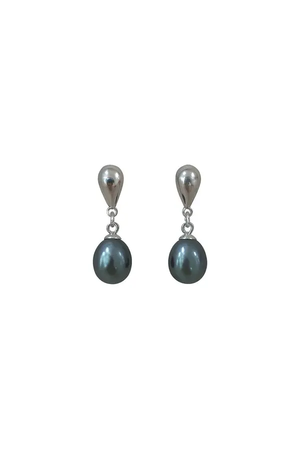 PEARL CODE Pearl Drop Earrings - Black