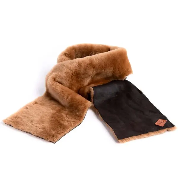 N'DAMUS LONDON Aviator Shearling Wool & Leather Scarf - Brown