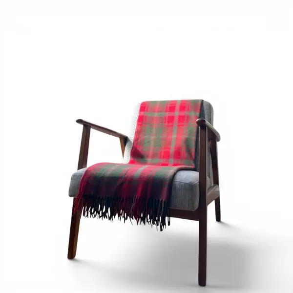 LOOM & COVE Maple 100% Recycled Wool Tartan Knee Blanket - Red