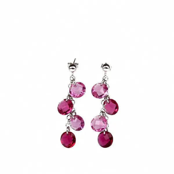 ADDICTED2 Pink / Silver Venere Silver Earrings With Cz Coin Crystals - Pink/silver