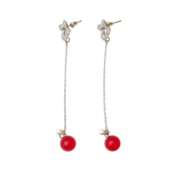 MY MOKONDO Silver / Red Astra Earrings - Silver/red
