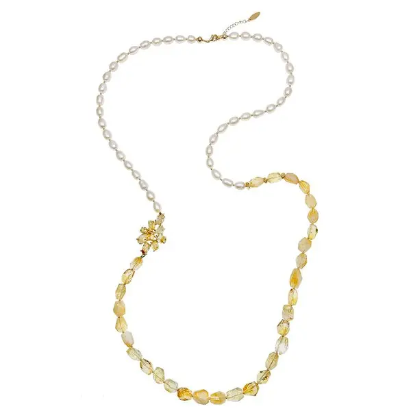 FARRA Freshwater Pearls With Citrine Multi-way Necklace