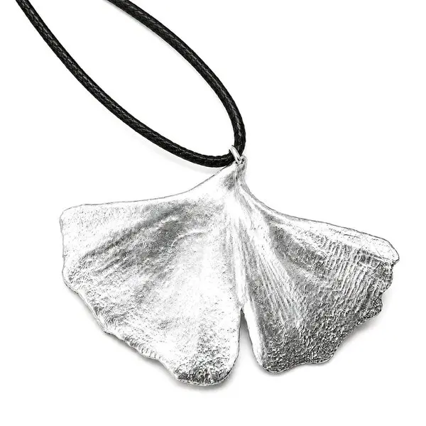 MOTHER NATURE JEWELRY Ginkgo Biloba Leaf Pendant, Handmade Necklace Statet Jewelry, Sterling - Silver