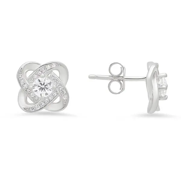 KYLIE HARPER Diamond Cz Love Knot Stud Earrings In Sterling - Silver