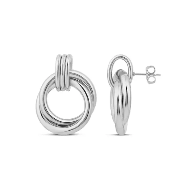 SHYMI Twisted Round Drop Earrings - Silver