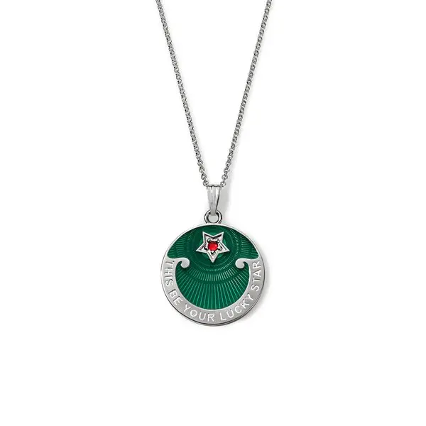 DÉCLARER Lucky Star Pendant Green Enamel, Sterling - Silver