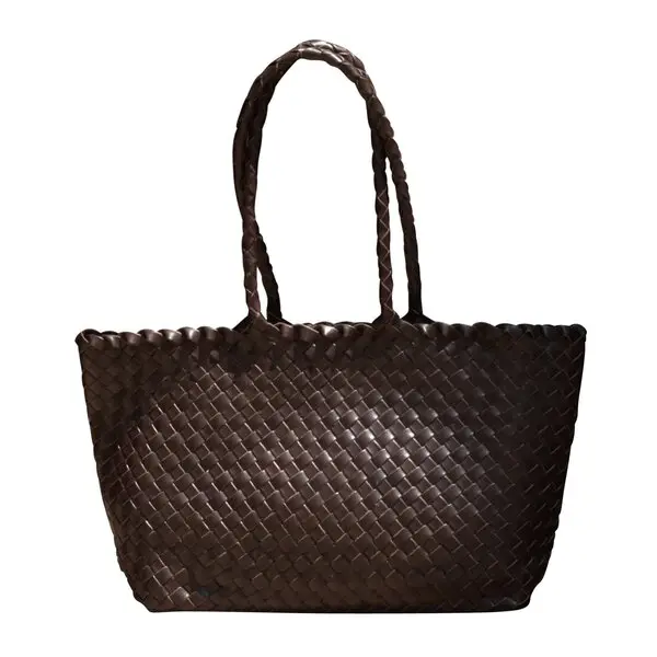 RIMINI Woven Eco Leather Handbag 'amadea' Dark - Brown