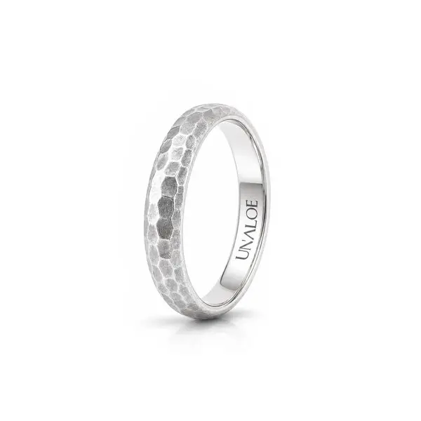 UNALOE Band In Hammered Sterling An Emblem Of Courage And Determination Ring - Silver