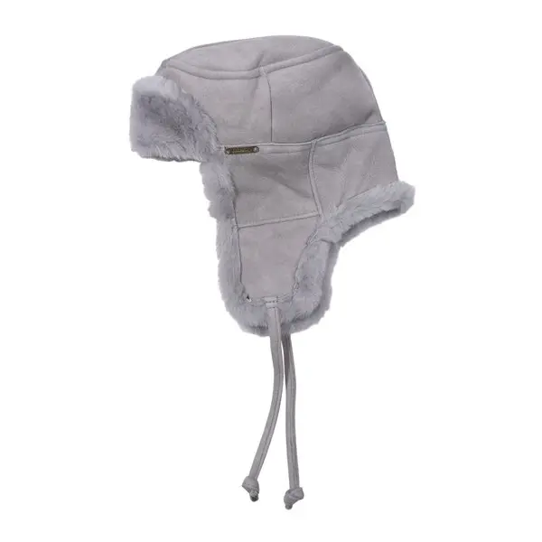 OWEN BARRY Sheepskin Trapper Hat Silver Garth - Grey