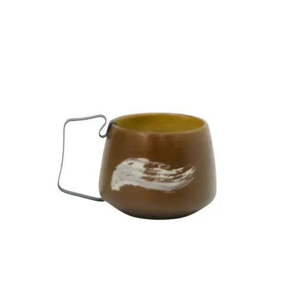 ANATOLIACRAFT Hic Ceramics Mocca Sand Medium Stoneware Cup With Removable Stainless Steel Handle - Brown