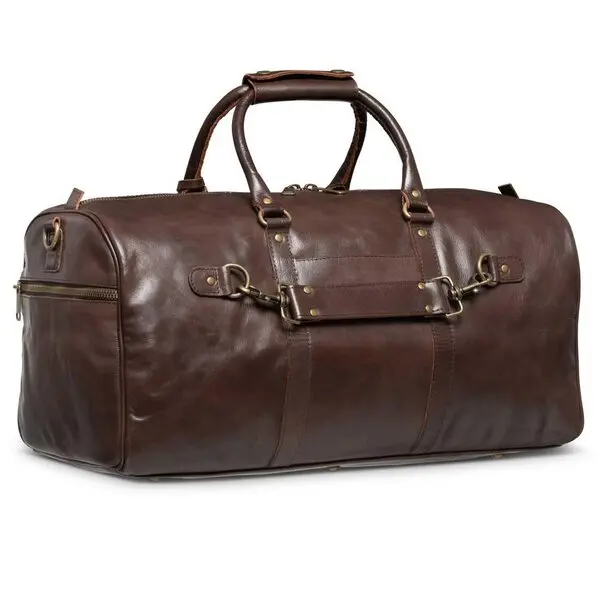 HIDES LEATHER CO. Large Weekender Bag Vintage Leather Duffle Traveler - Brown