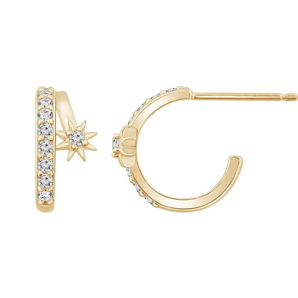 KIERA Lab Grown Diamond Starburst Open Hoop Earrings - Yellow