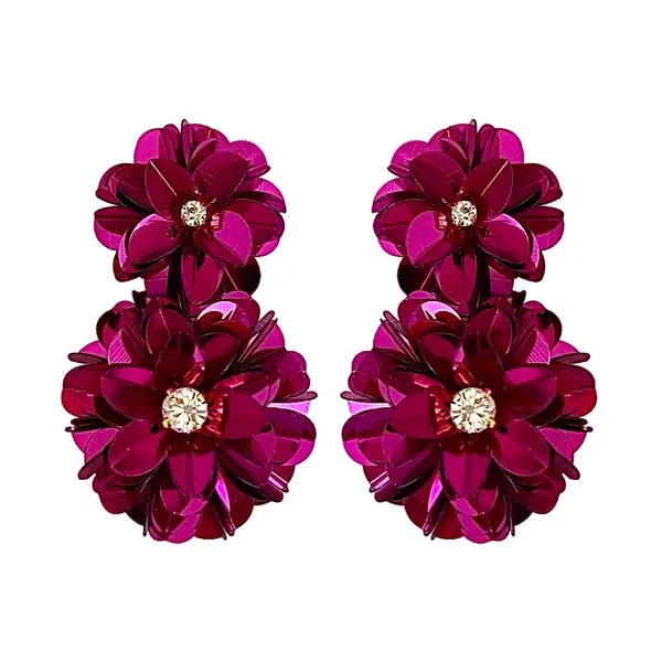 PINAR OZEVLAT Blossom Drop Earrings Fuchsia - Pink