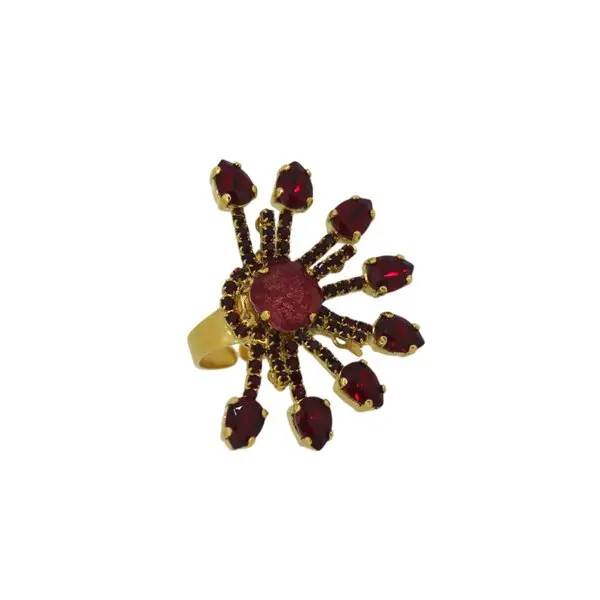 VICKISARGE Gold / Red Yuletide Red Bubbles Ring