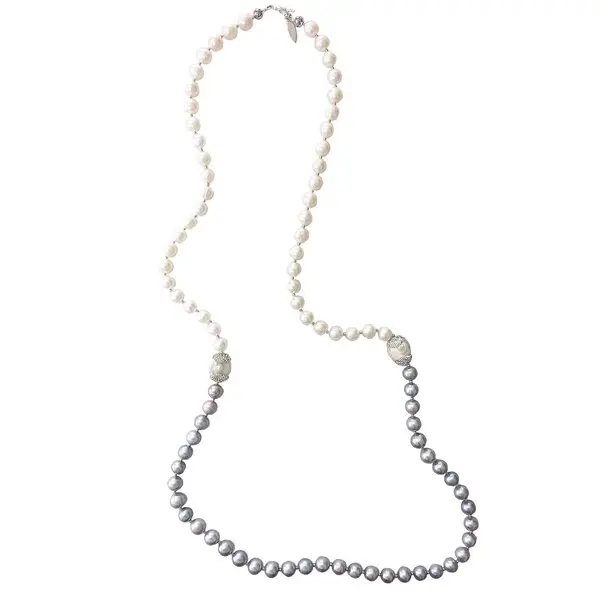 FARRA Grey Freshwater Pearls Multi-way Necklace