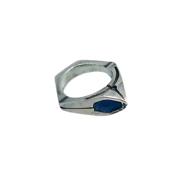 TG-JEWELLERY BY TAMARA GERVASIO Silver / Blue / Black Punta Enamel Ring - Silver/blue/black
