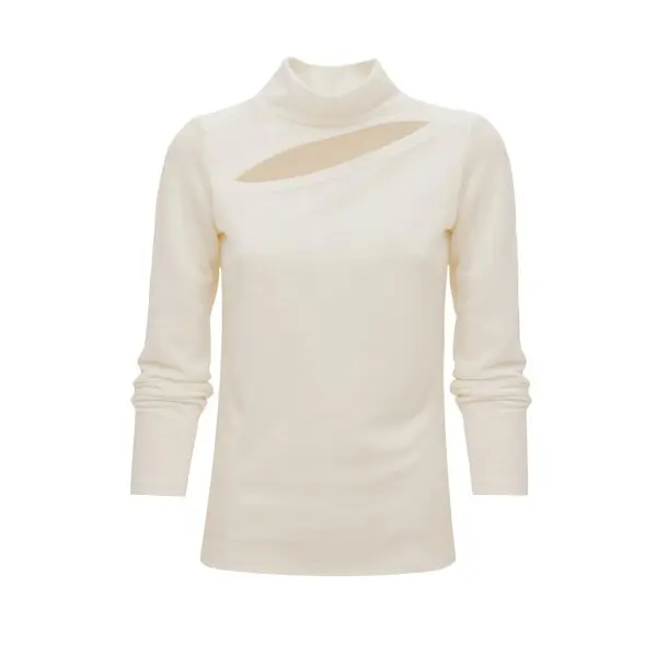 JULIA ALLERT Neutrals Ecru Blouse With A Cutout Jersey - Beige