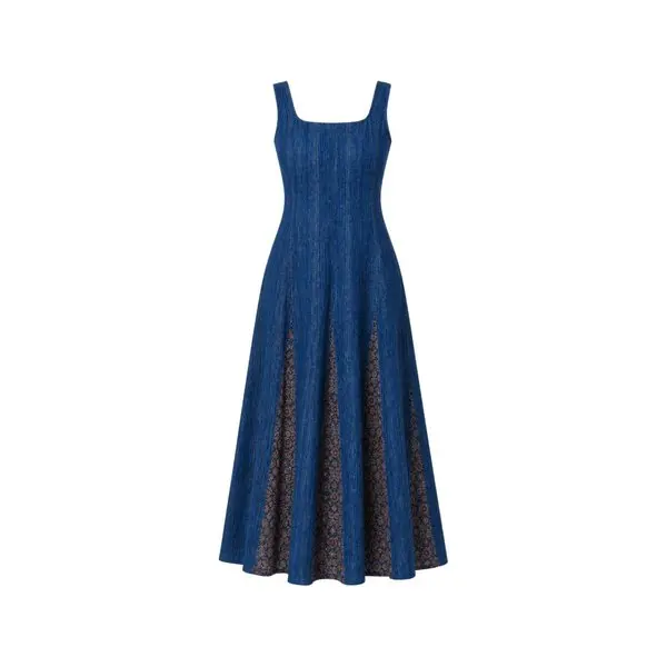 CHARKHA & LOOM Shop Artemis Handloom Denim Midi Dress Denim| Buy Online - Blue