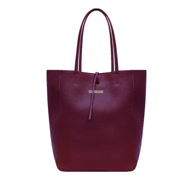 BETSY & FLOSS Milan Soft Leather Tote Bag In Burgundy Hardware - Silver