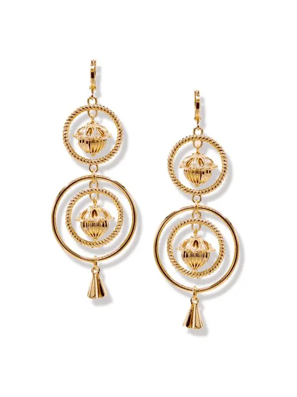 JAREDJAMIN Bollywood Dangle Leverback Earrings - Gold