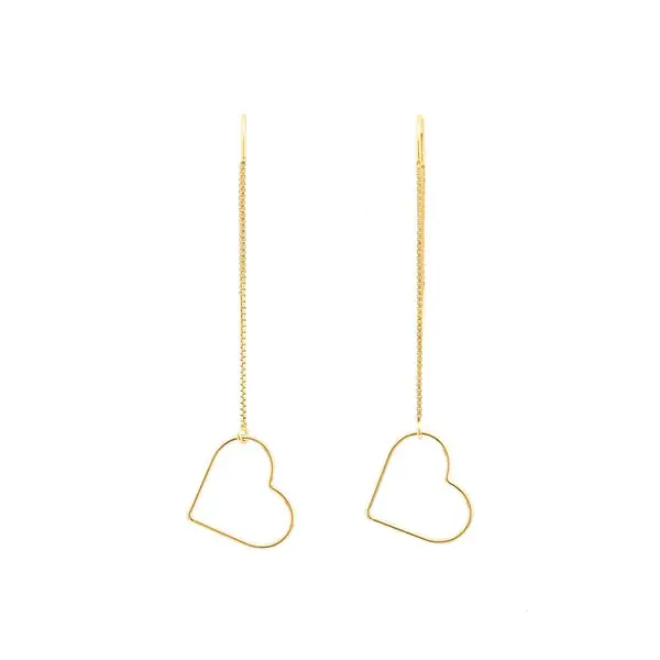 Oana Savu Heart Dangle Chain Earrings - Gold