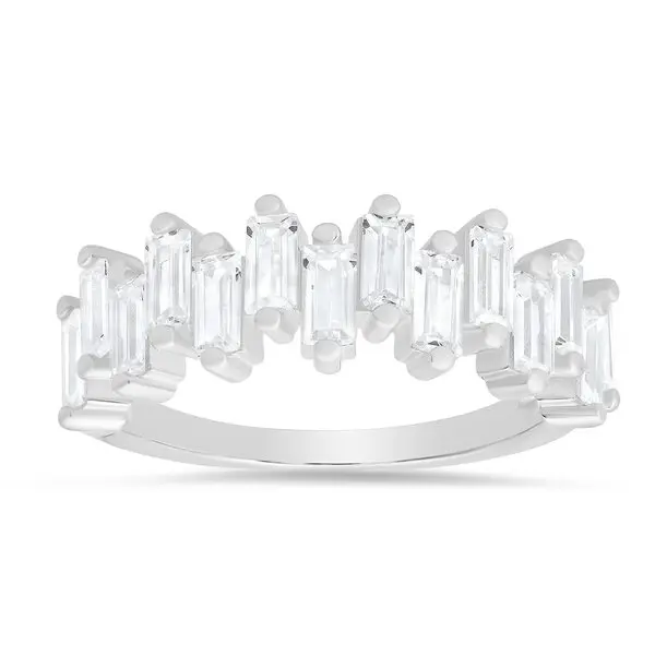 KYLIE HARPER Sterling Abstract Baguette-cut Diamond Cz Ring - Silver